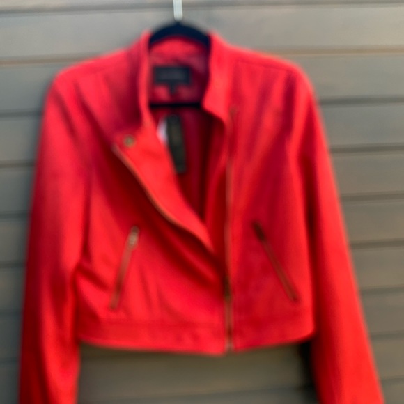 Banana Republic Factory | Jackets & Coats | Red Faux Suede Moto Jacket ...